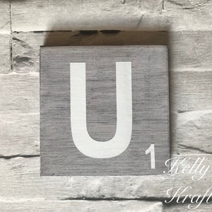 Personalised Large Wooden Scrabble Wall Art Tiles With Score Numbers ...