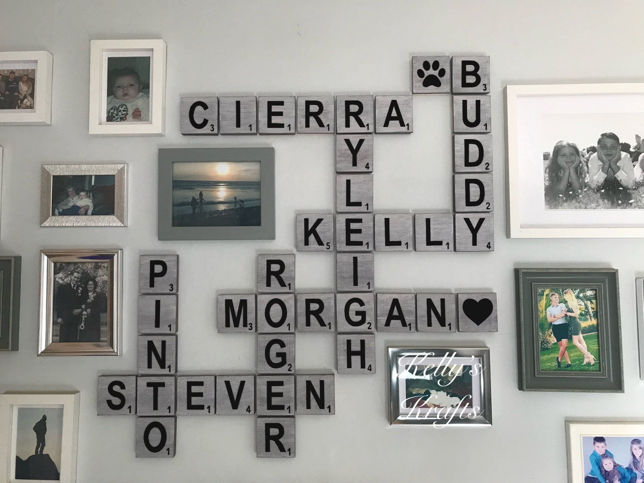 Personalised Large Wooden Scrabble Wall Art Tiles With Score - Etsy UK