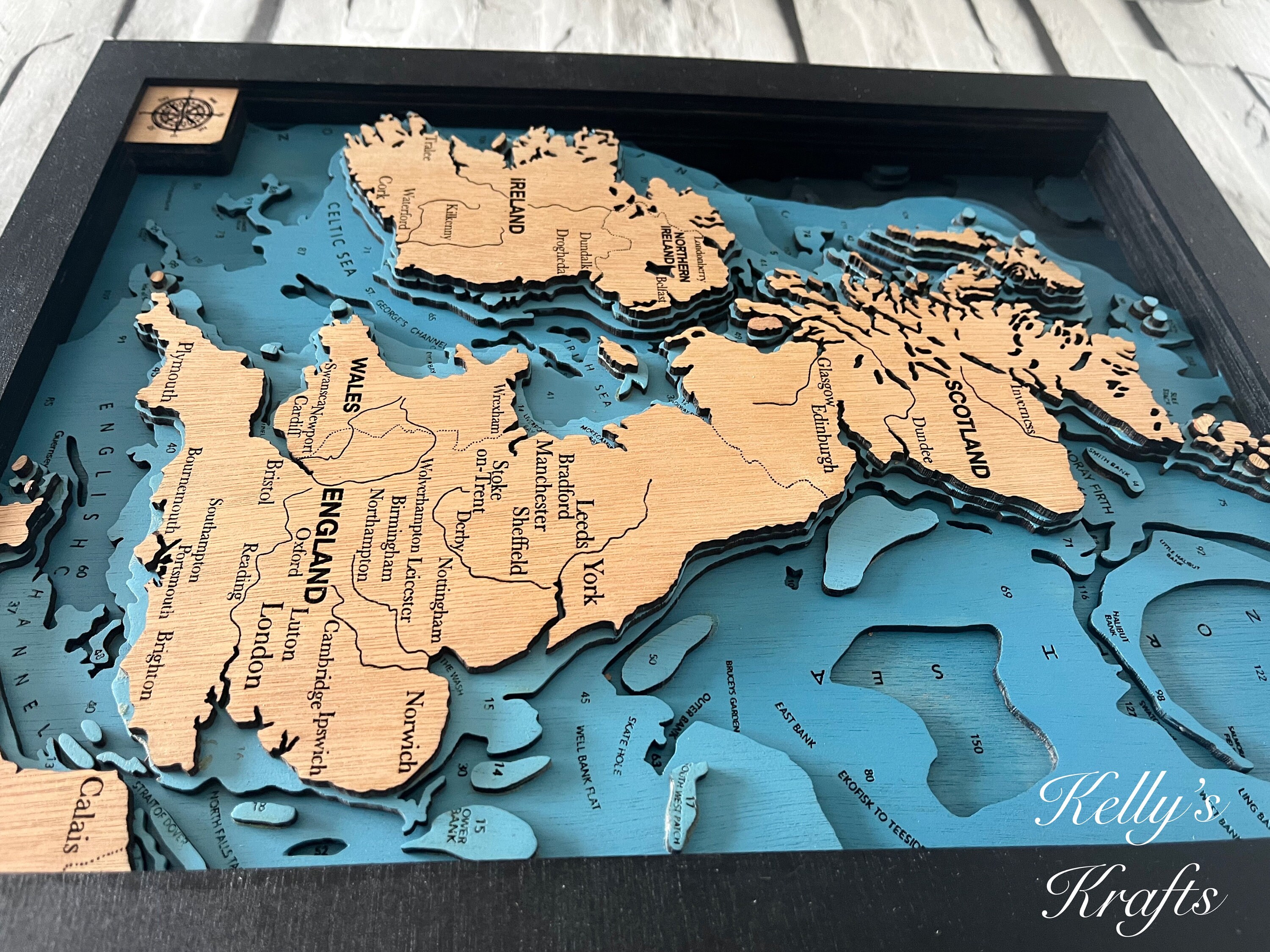3D Multi Layered Nautical Wooden Map of United Kingdom UK - Etsy UK