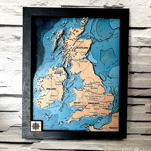 3D Multi Layered Nautical Wooden Map of United Kingdom UK - Etsy UK