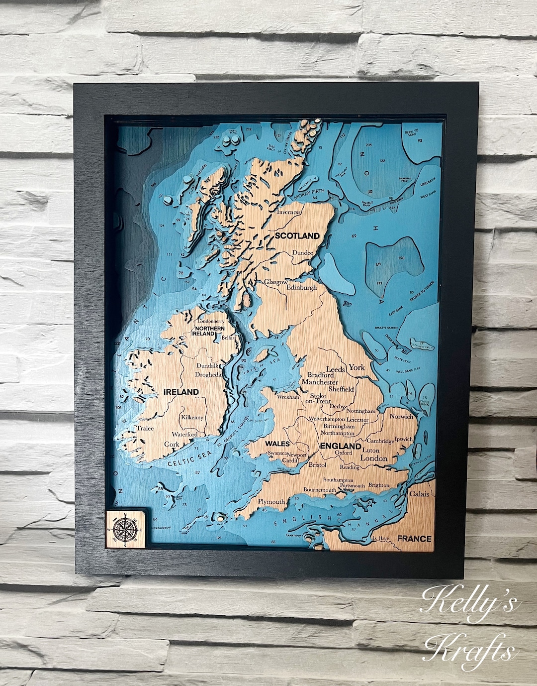 3D Multi Layered Nautical Wooden Map of United Kingdom UK - Etsy UK