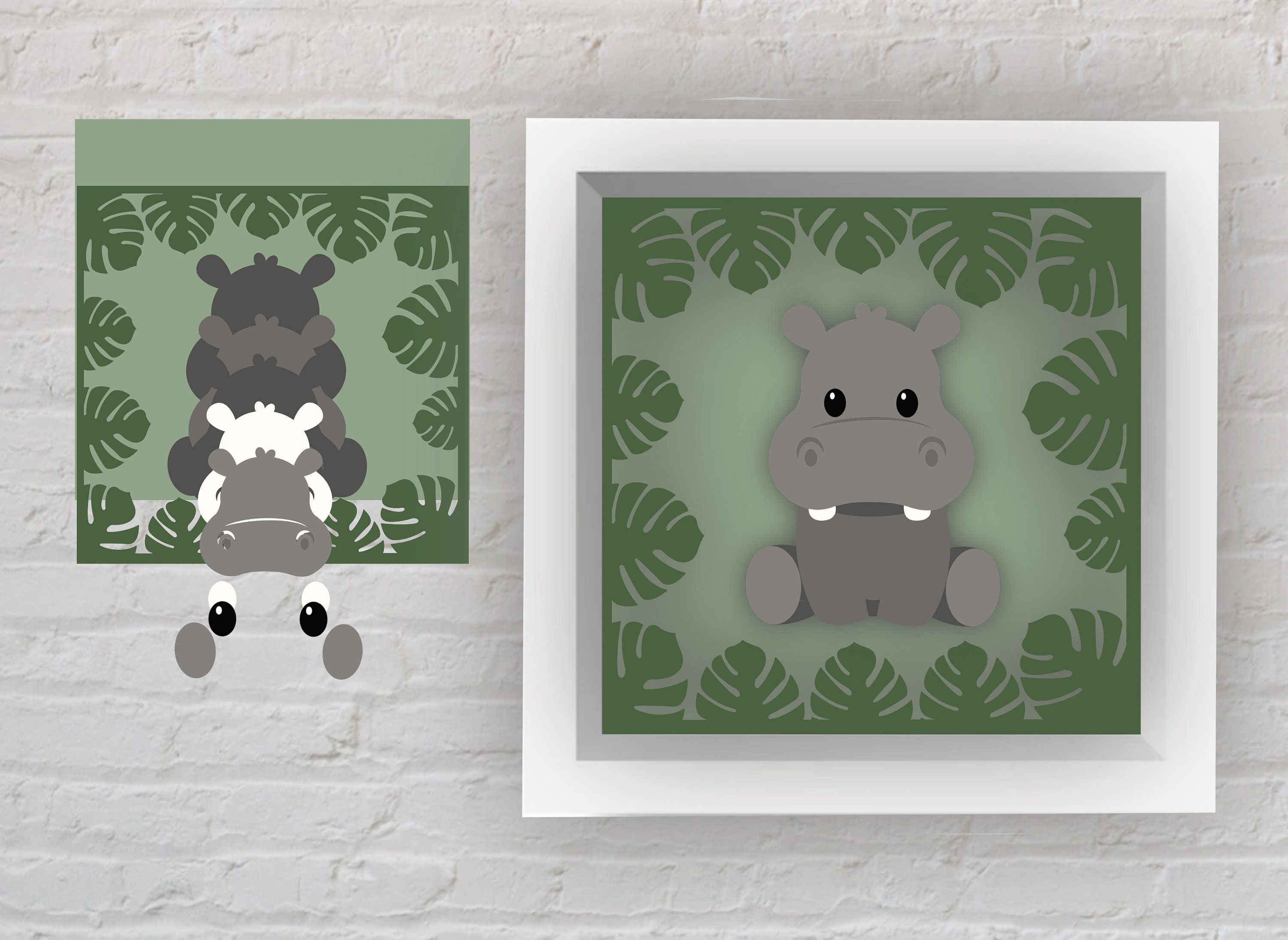 3D Layered Animal Hippo Hippopotamus SVG EPS PDF Dxffloral - Etsy Australia