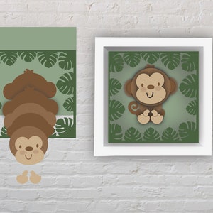 3D Layered Animal Monkey SVG EPS PDF Dxffloral Multilayer Jungle Theme ...