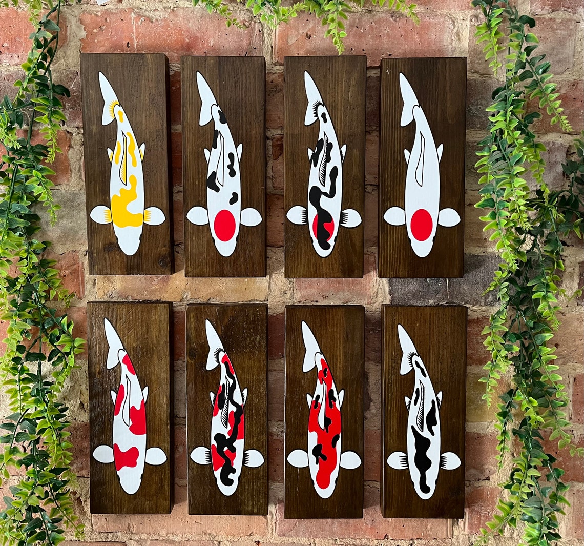 Wooden Koi Carp Plaque Picture Sign Home Garden Pond Reclaimed - Etsy UK