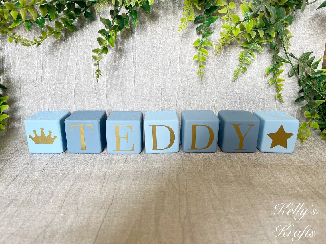Personalised Wooden Baby Name Blocks Gift - Etsy UK
