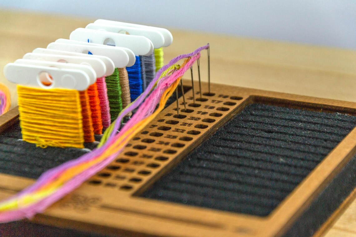 Floss Bobbin Storage With Needle Slots, Custom Embroidery Thread Holder ...