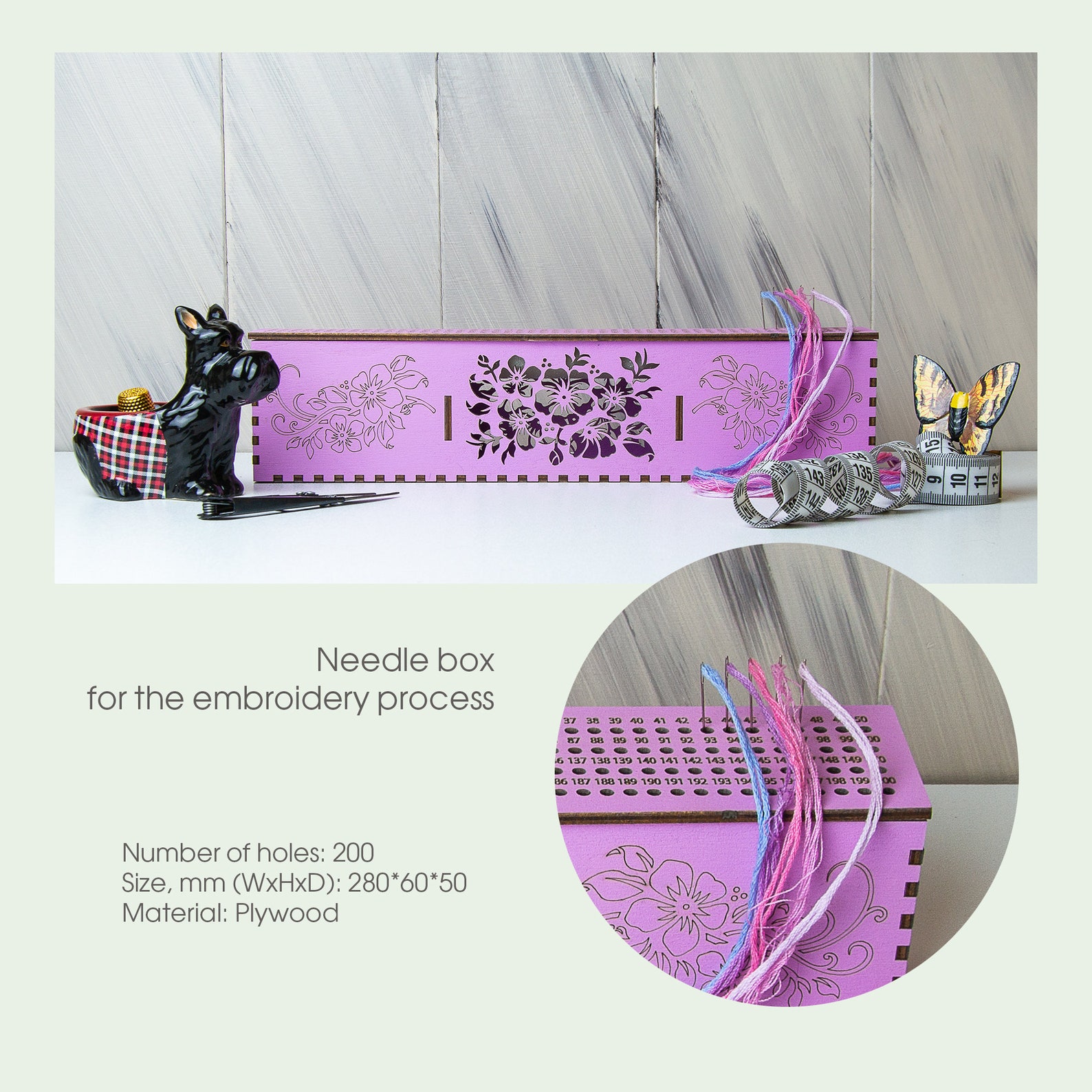 Custom Wooden Needle Organizer Box | 200 Slot Needle Holder for ...