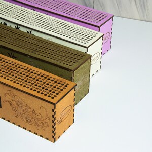 Custom Wooden Needle Organizer Box | 200 Slot Needle Holder for ...
