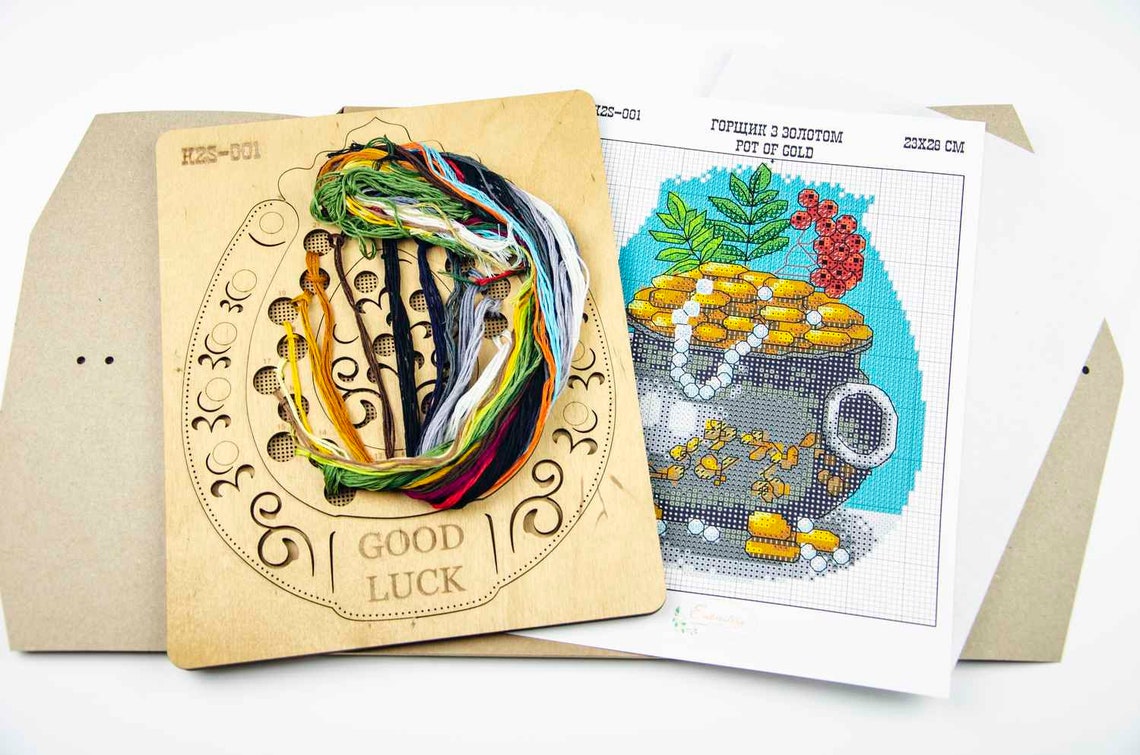Pot of Gold "for Good Luck", Kit for Embroidery With Thread Based on ...