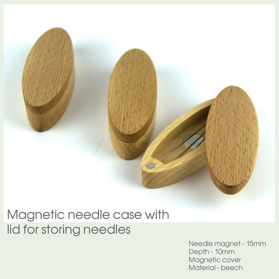Oval Wooden Needle Holder, Magnetic Needle Organizer, Compact Needle ...
