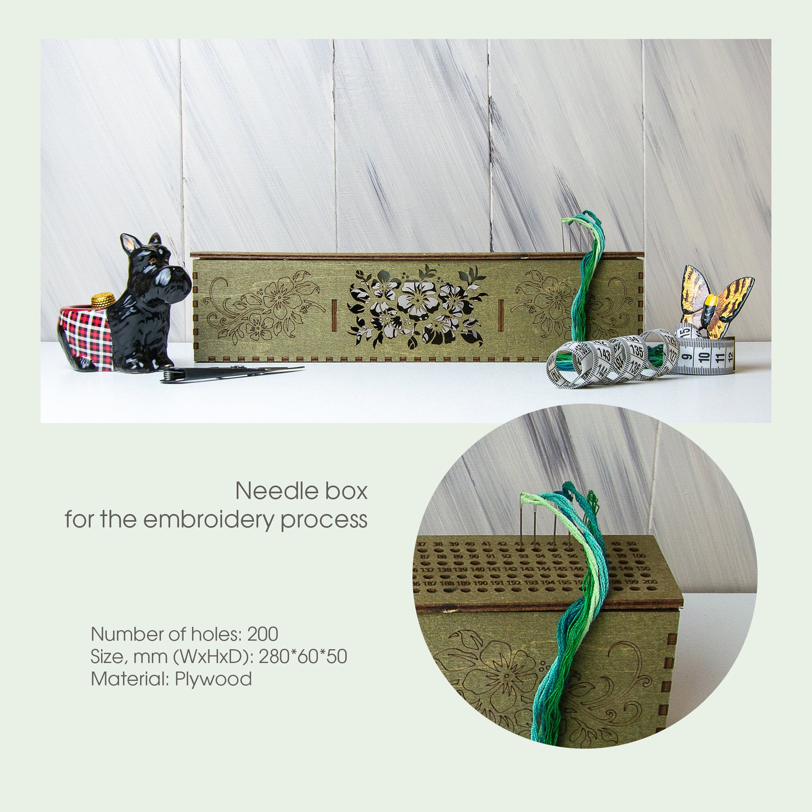 Custom Wooden Needle Organizer Box | 200 Slot Needle Holder for ...