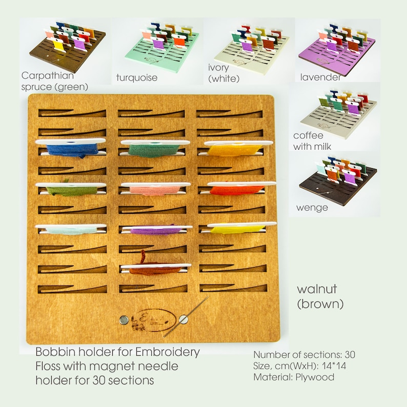Bobbin Holder for Embroidery Floss With Magnetic Needle Keeper, 30 ...