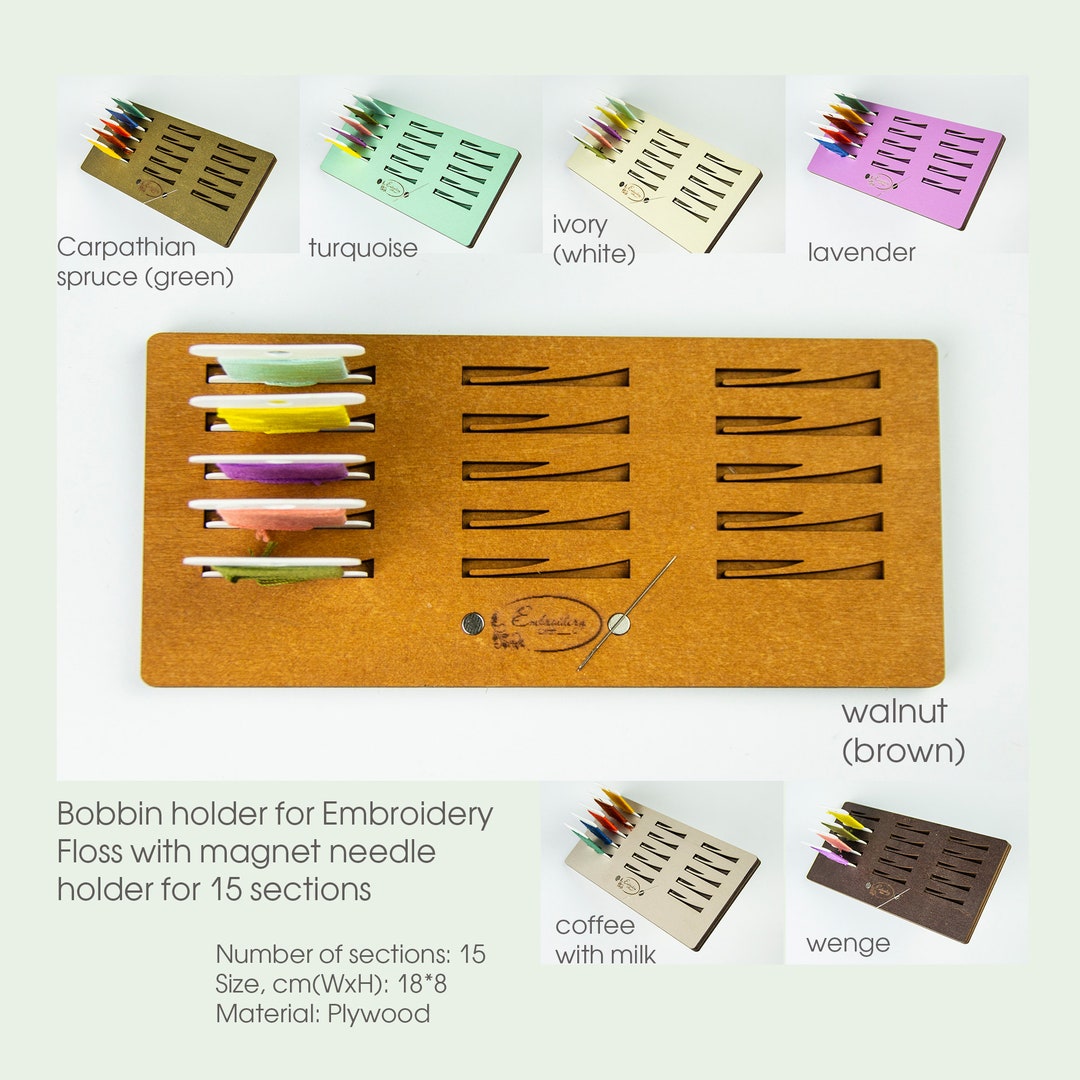 Bobbin Holder for Embroidery Floss With Magnetic Needle Keeper – 15 ...