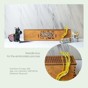 Custom Wooden Needle Organizer Box | 200 Slot Needle Holder for ...