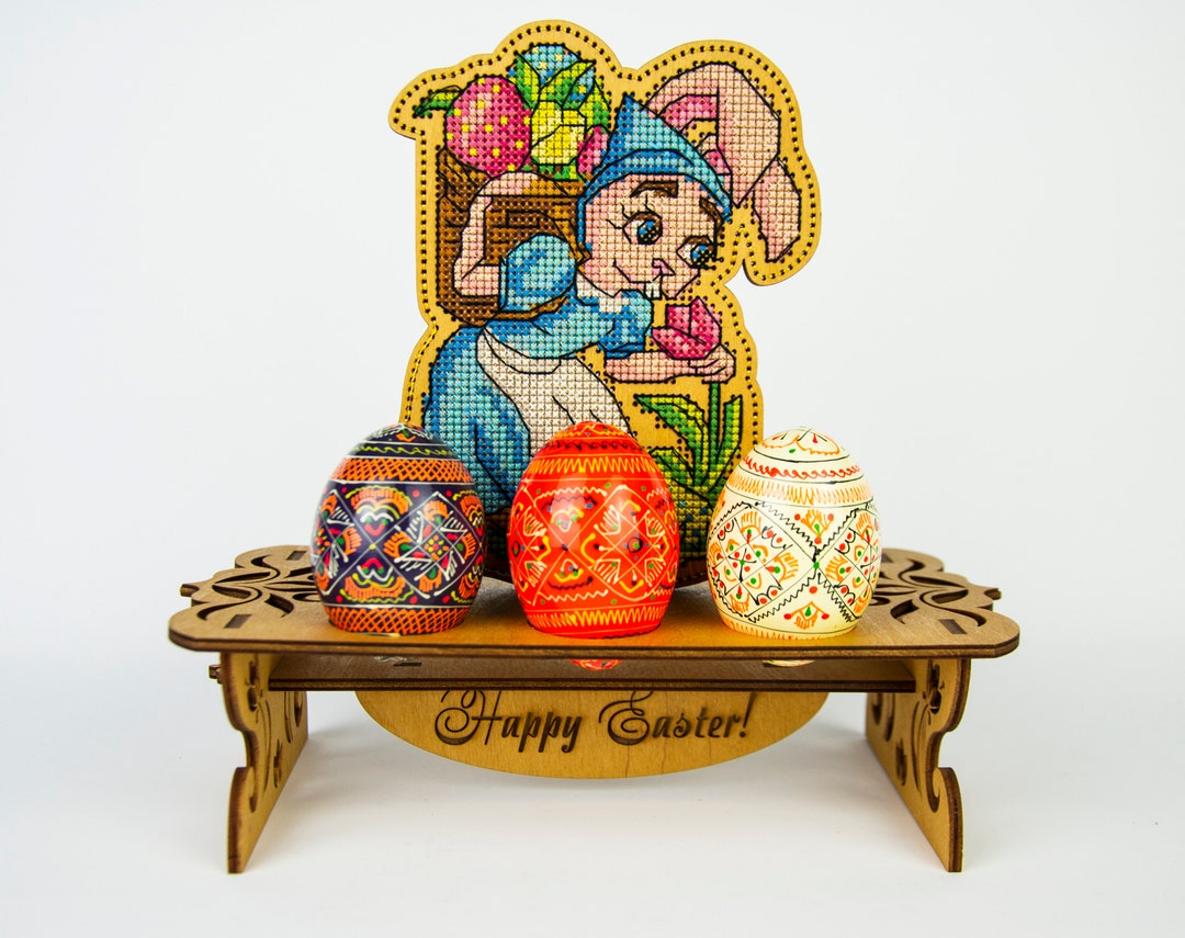 Embroidery Easter Stand Collecting Tulips - Series "easter Egg Stands ...