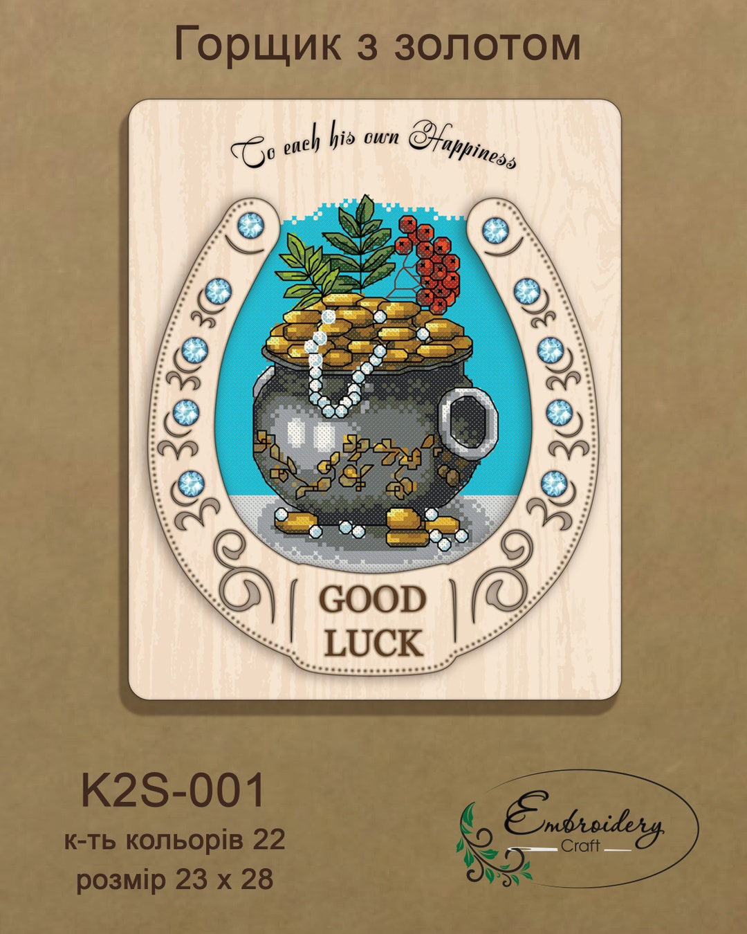 Pot of Gold "for Good Luck", Kit for Embroidery With Thread Based on ...