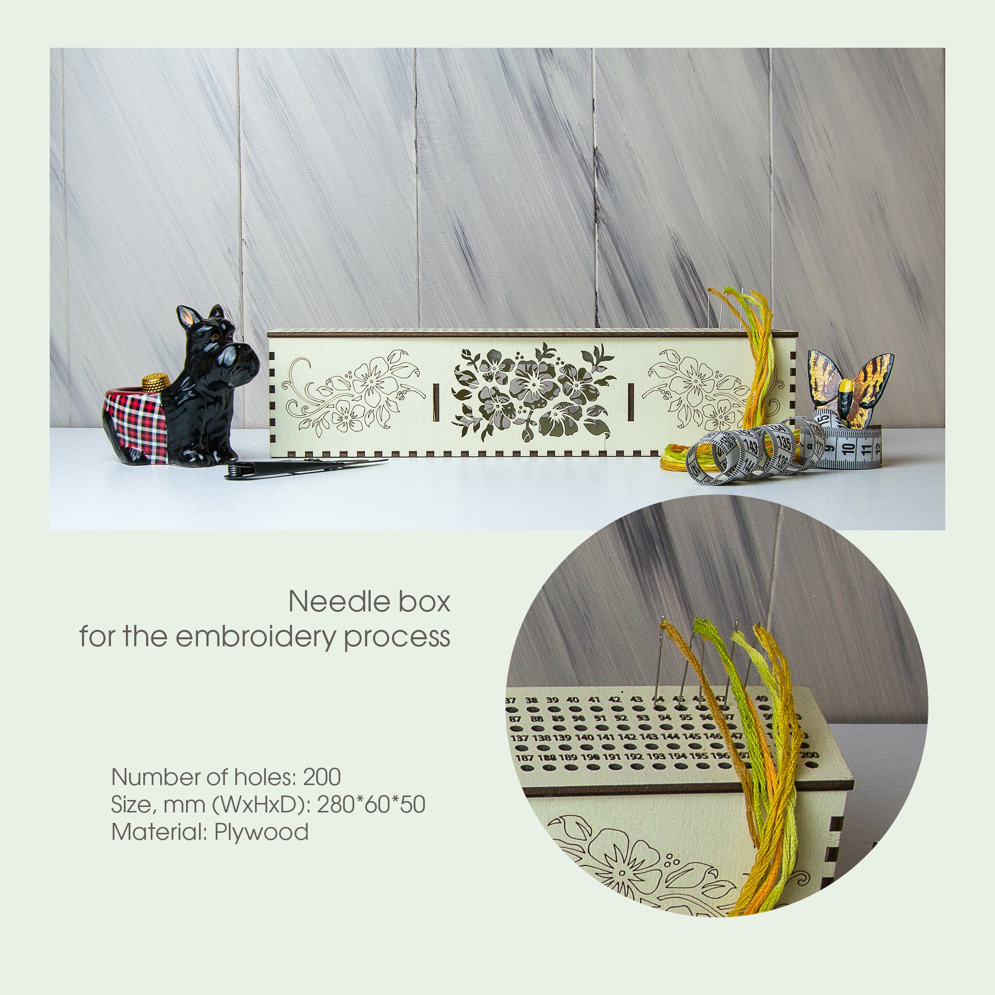 Custom Wooden Needle Organizer Box | 200 Slot Needle Holder for ...