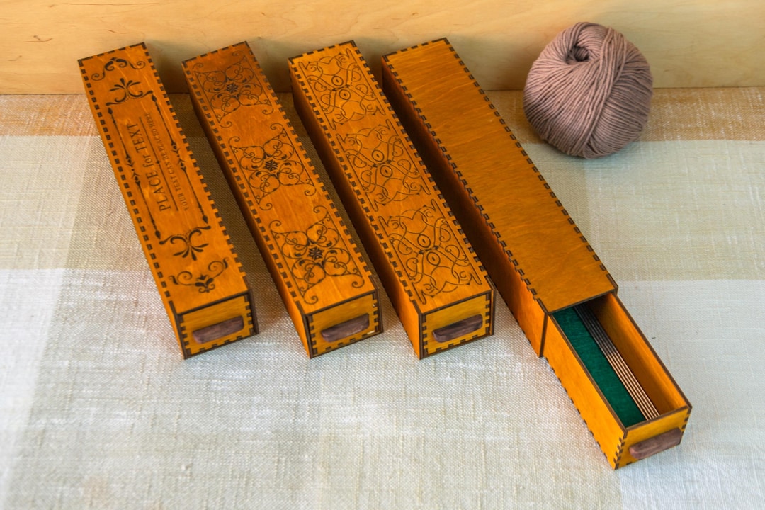 Custom Sliding Boxes for Knitting Needles, Crochet Hooks Storage Rack ...