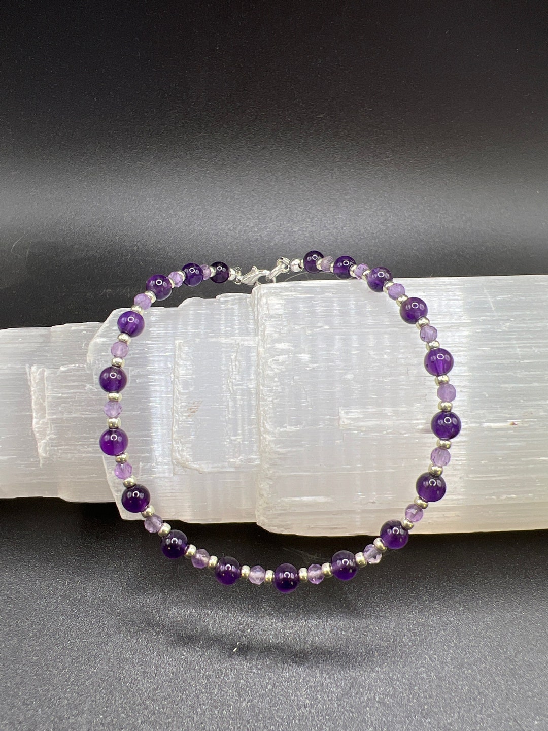 Divine Connections: Amethyst Healing Intention Anklet - Reiki Charged ...