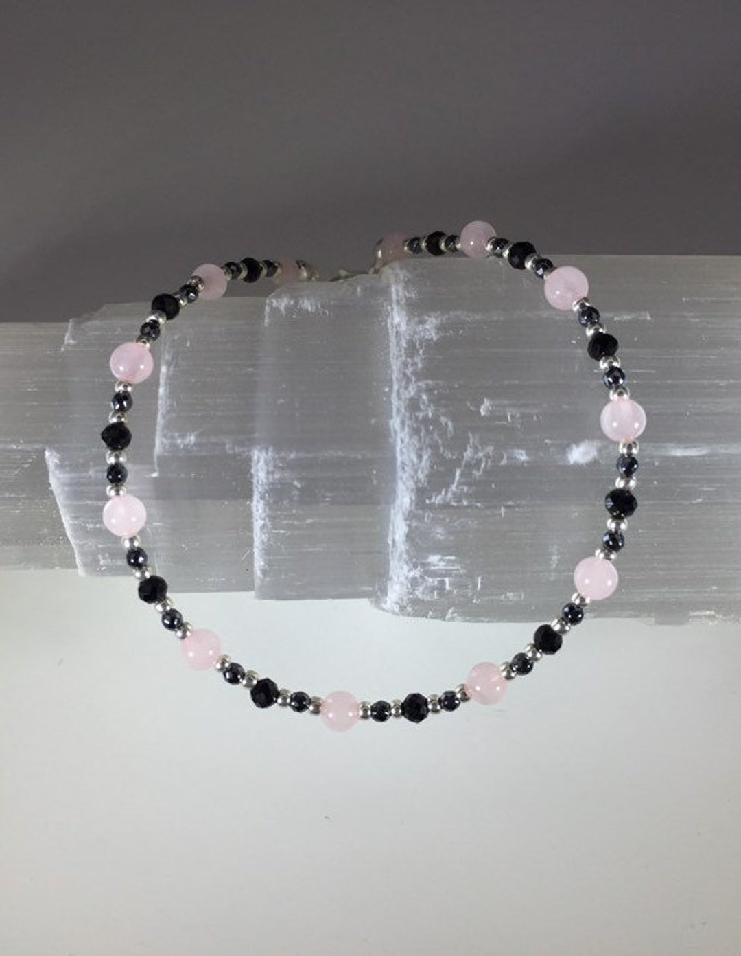 Empath Protection Anklet: Rose Quartz, Black Tourmaline and Hematite ...