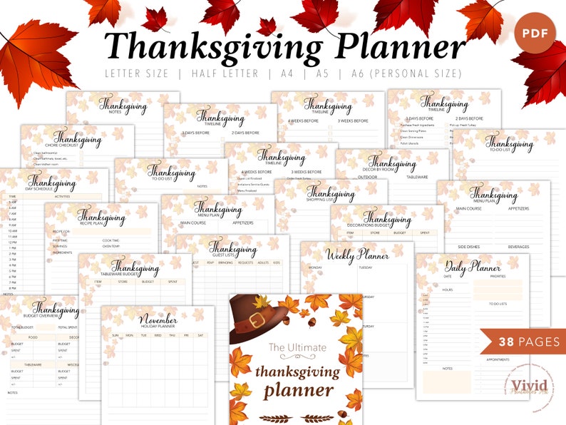 Thanksgiving Planner Printable, Printable Holiday Planner, A4 ...