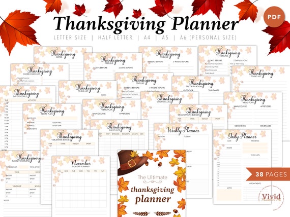 Thanksgiving Planner Printable Printable Holiday Planner A4 | Etsy