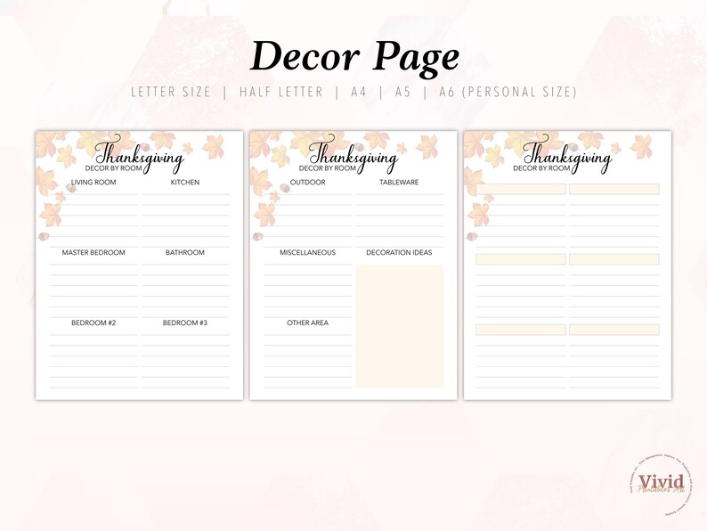 Thanksgiving Planner Printable Printable Holiday Planner A4 | Etsy