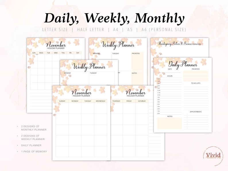 Thanksgiving Planner Printable, Printable Holiday Planner, A4 ...