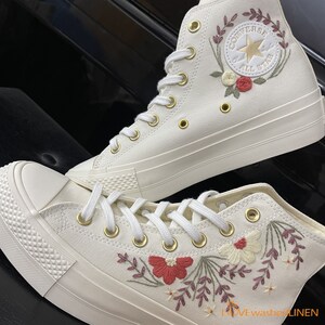 Wedding Flowers Embroidered Sneakers/ Custom Shoes Platform/ Bridal ...