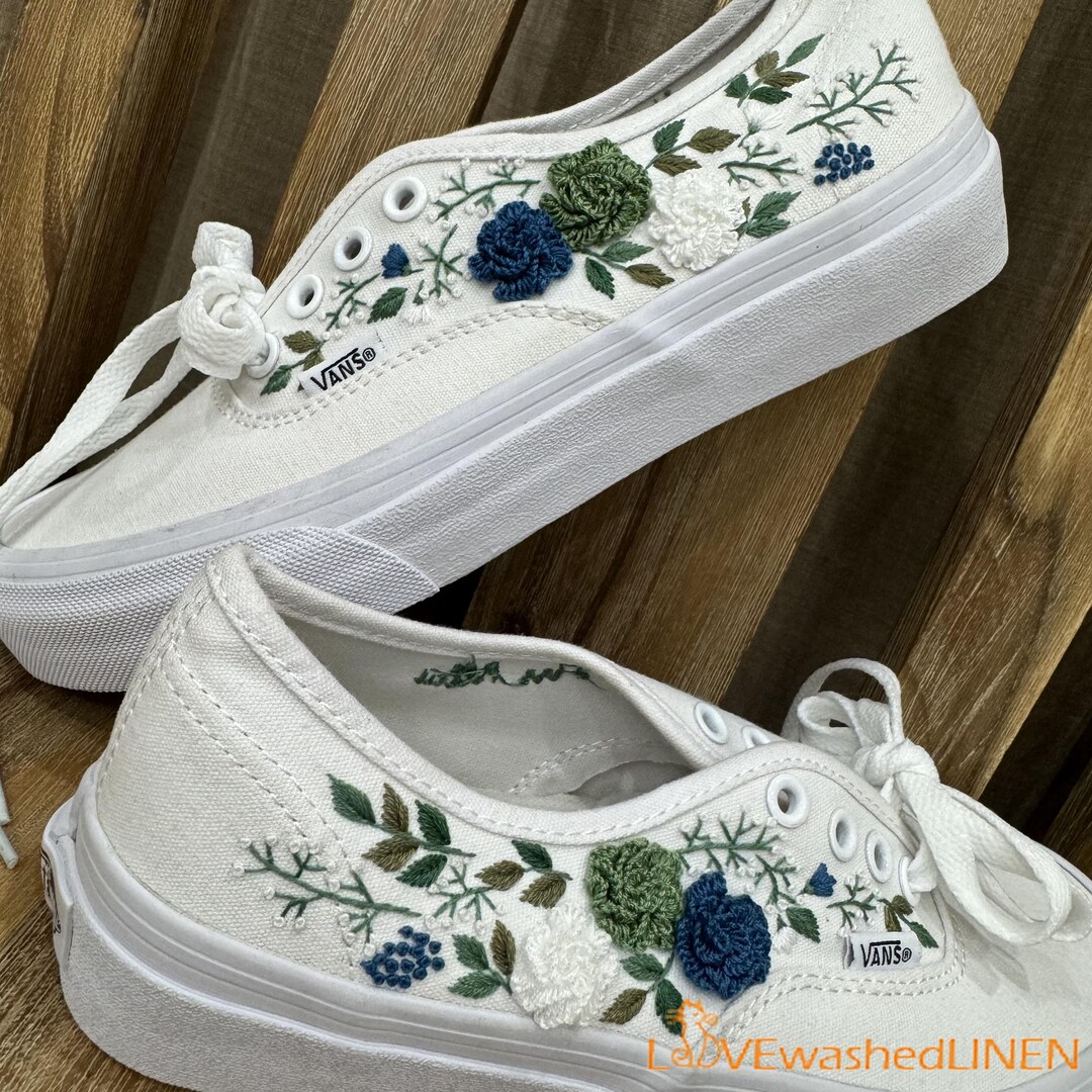 Embroidered Floral Vans – Personalized Bridal Sneakers - Etsy