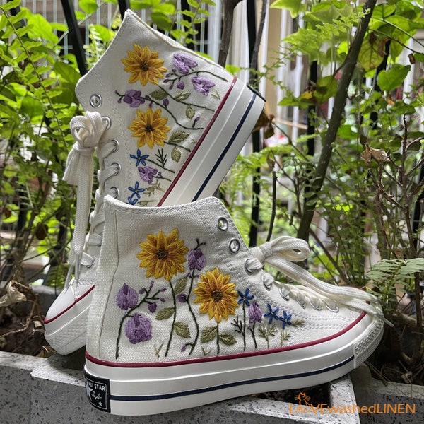 Sunflower Converse - Etsy