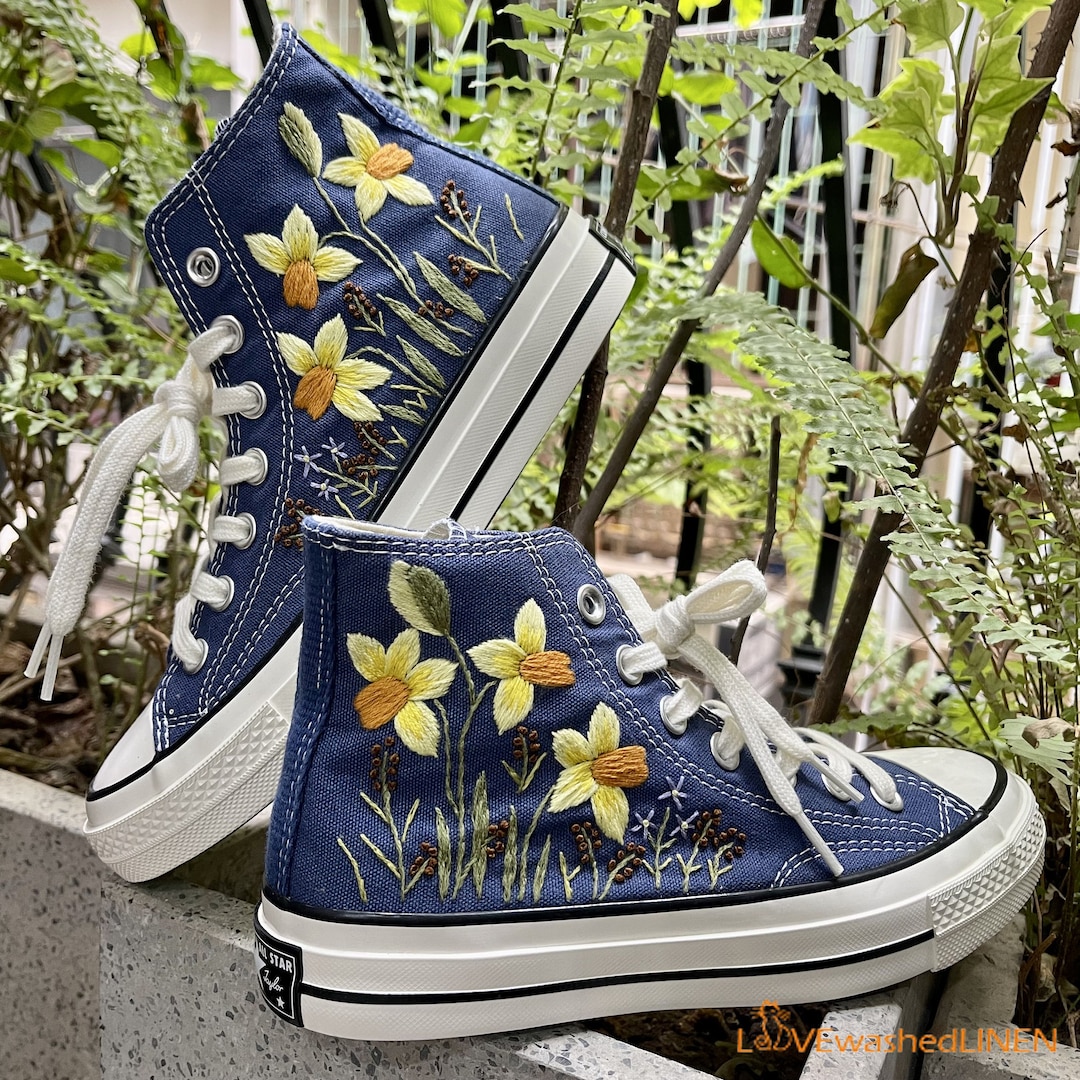 Custom Embroidered Converse High Tops Chuck Taylor 1970s/ Sweet ...