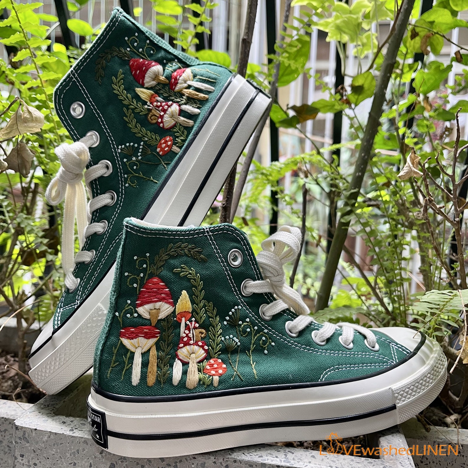 Custom Converse Chuck Taylor Mushrooms Embroidered Converse Shoes ...