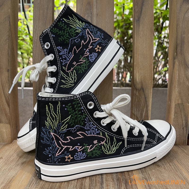 Embroidered Converse - Etsy