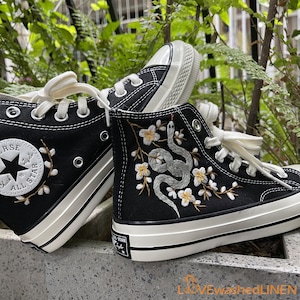 Custom Embroidered Converse High Tops Chuck Taylor 1970s/ Embroidered ...