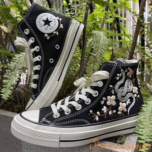 Custom Embroidered Converse High Tops Chuck Taylor 1970s/ Embroidered ...