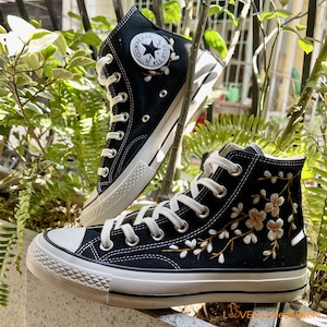 Custom Embroidered Converse High Tops: Cherry Blossom Sneakers - Etsy