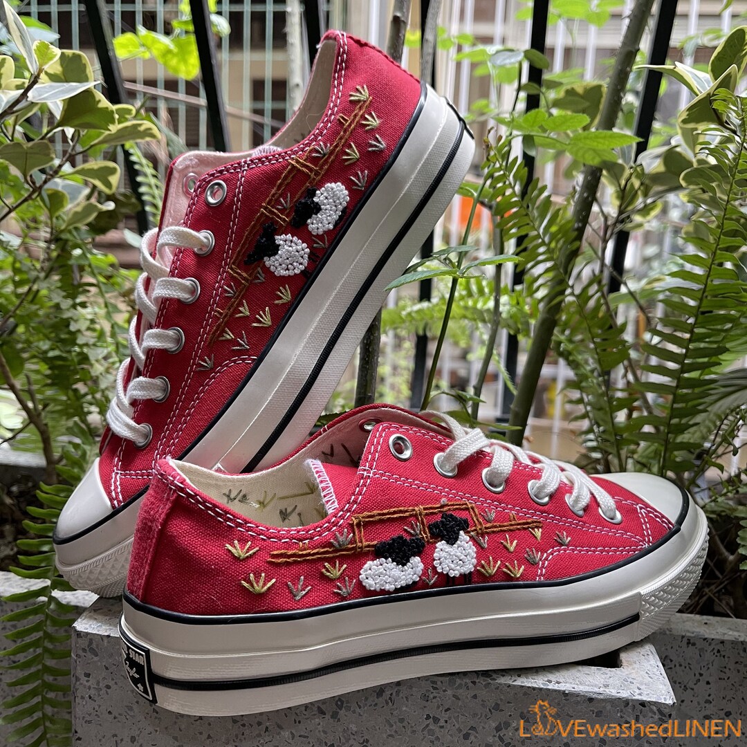 Embroidered Converse: Custom Lambs Farm Sneakers - Etsy