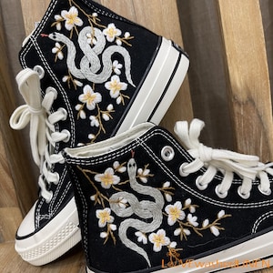 Custom Embroidered Converse High Tops Chuck Taylor 1970s/ Embroidered ...