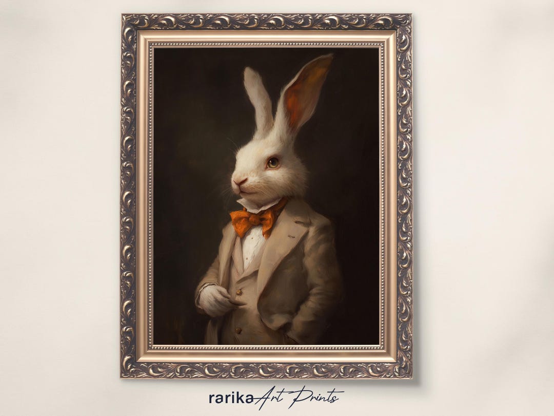 Victorian Rabbit Portrait Print: Vintage Animal Goth Decor (digital ...