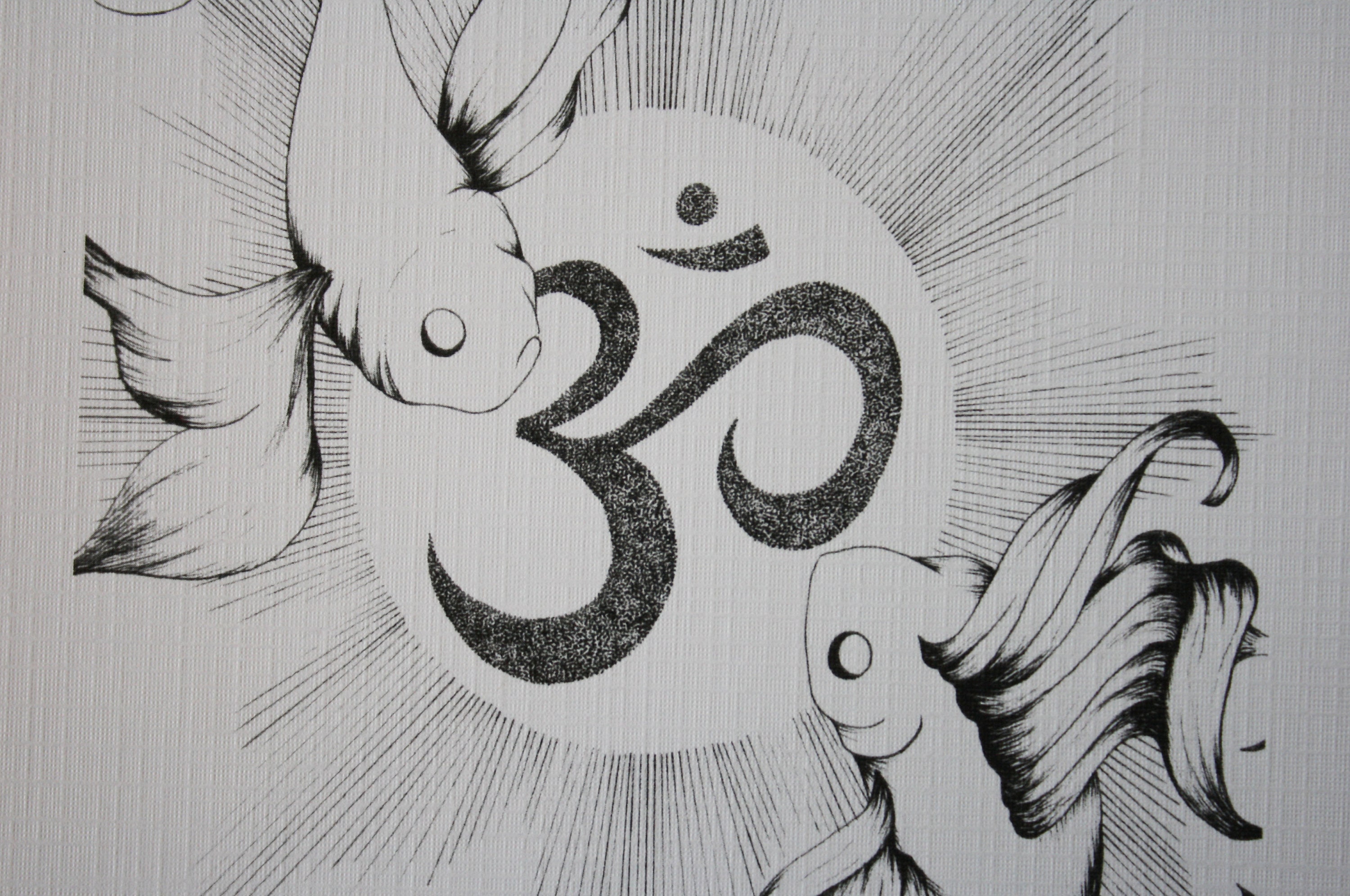 Koi Fish Print, Yin Yang, Om, Namaste, Dot-work, Pointillism, 5x7,8x10 ...