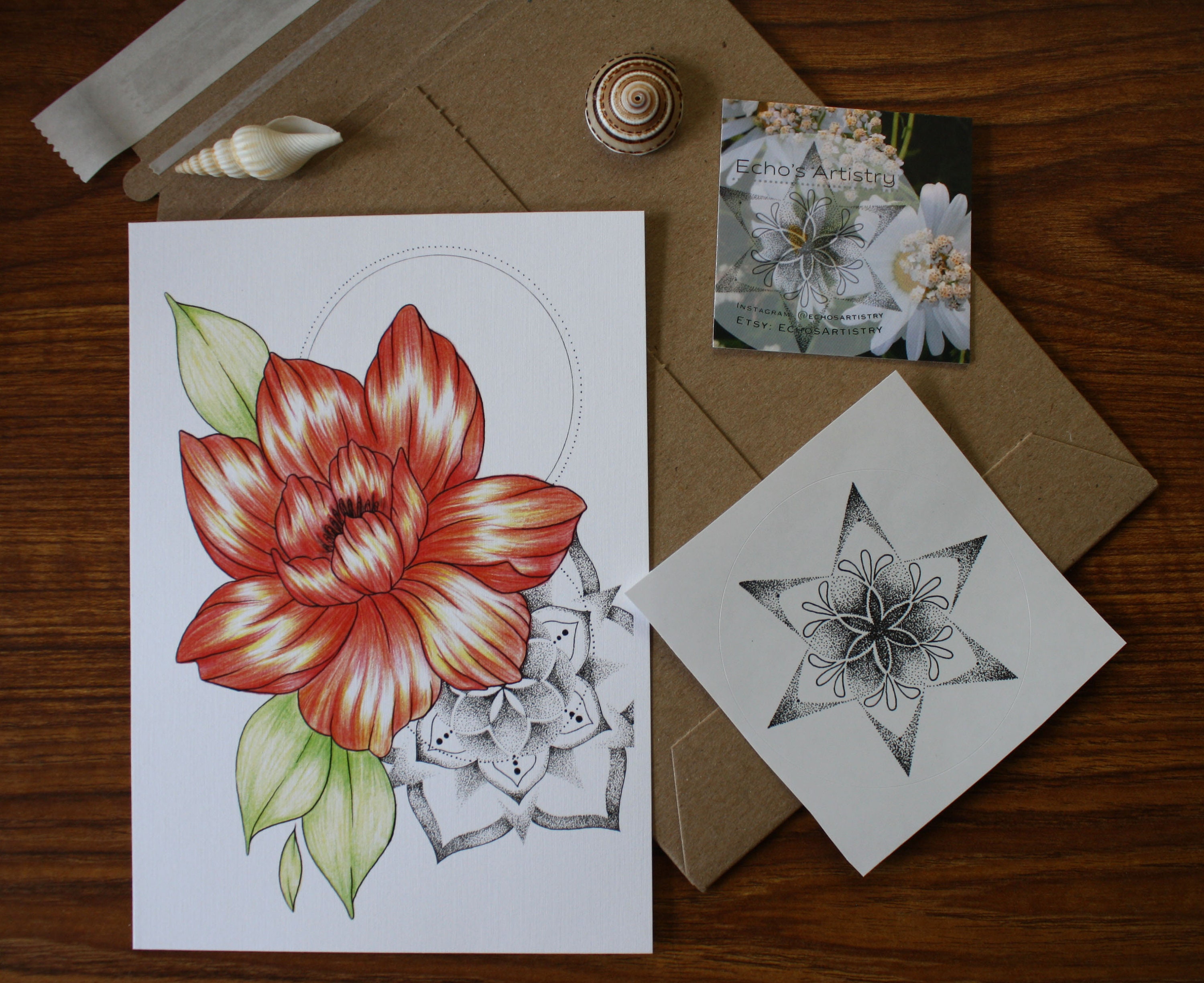 Estampado de flor de rubí sagrado, flor de mandala, dotwork art - Etsy ...