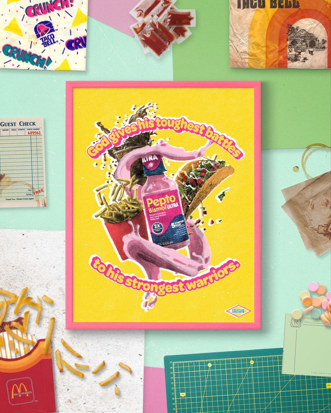 Fast Food Warrior Poster: Retro Kitchen Pop Art Print - Etsy