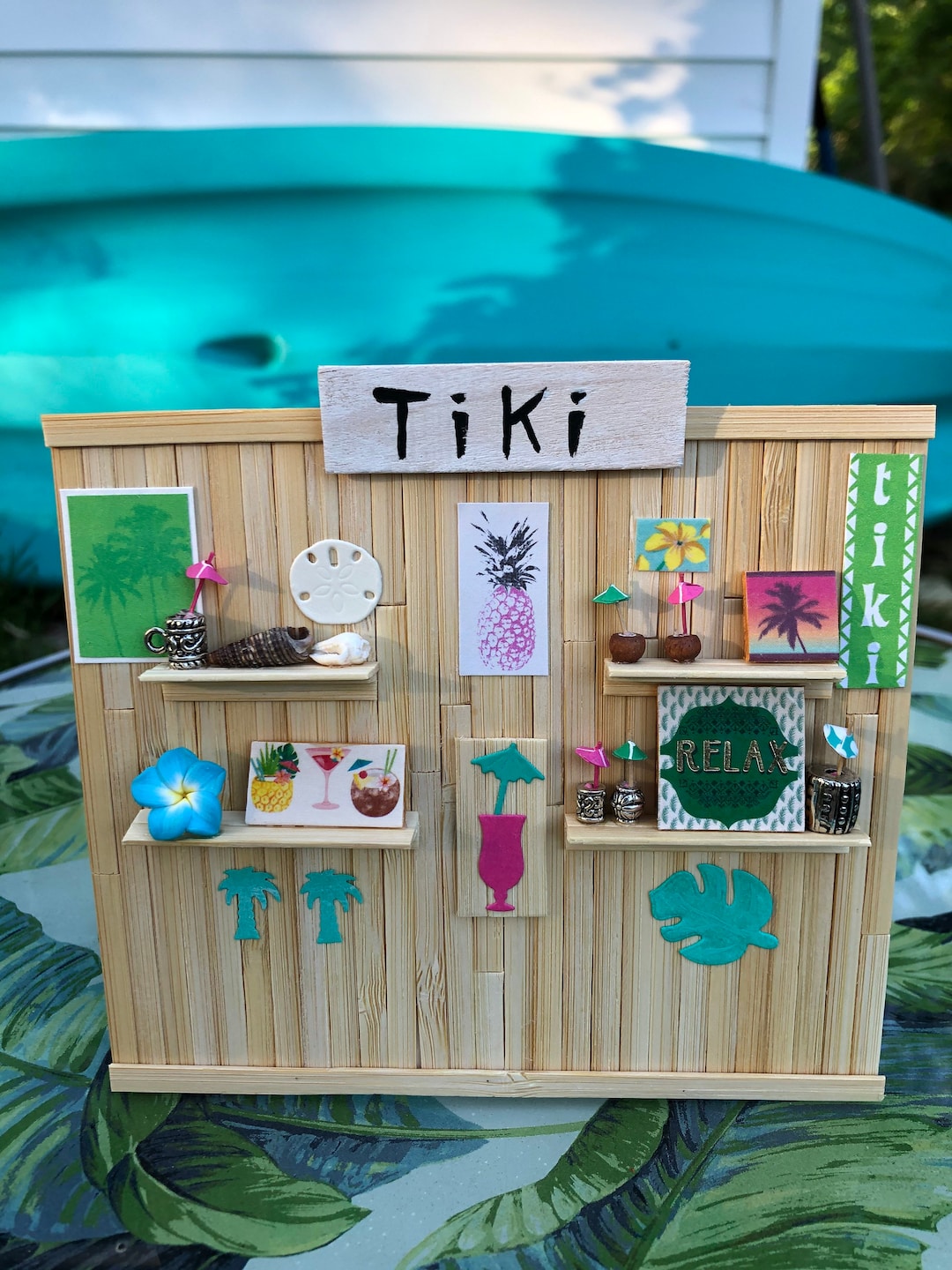 Tiki Bar Wall Handmade Bamboo Tiki Decor Hawaiian Luau Party Decor ...