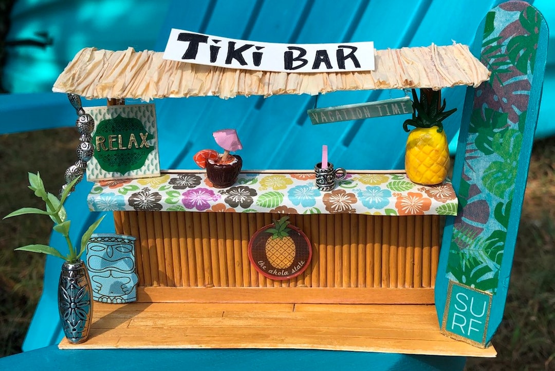 Tiki Bar Craft Kit Handmade Hawaiian Luau Party Decor Unique Gift for ...