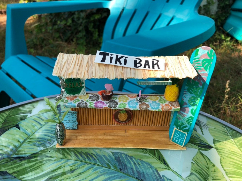 Tiki Bar Craft Kit Handmade Hawaiian Luau Party Decor Unique Gift for ...