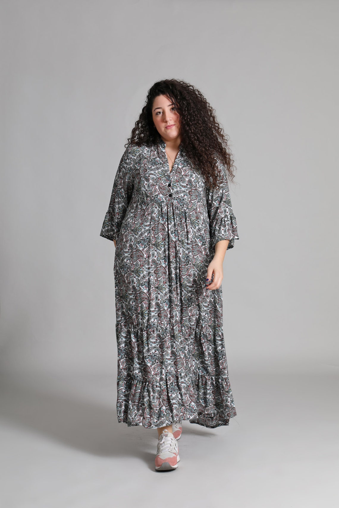 Paisley Print Maxi Dress Maxi Dress With Pockets Plus Etsy