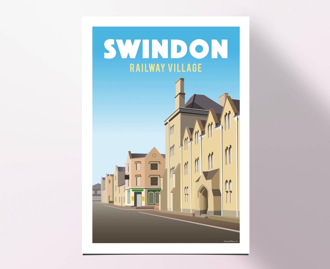 Swindon Railway Village Poster / Vintage Style Travel Art Print / Home ...