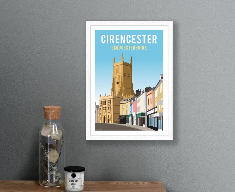 Cirencester Church & Marketplace Poster Print / Cotswold ...