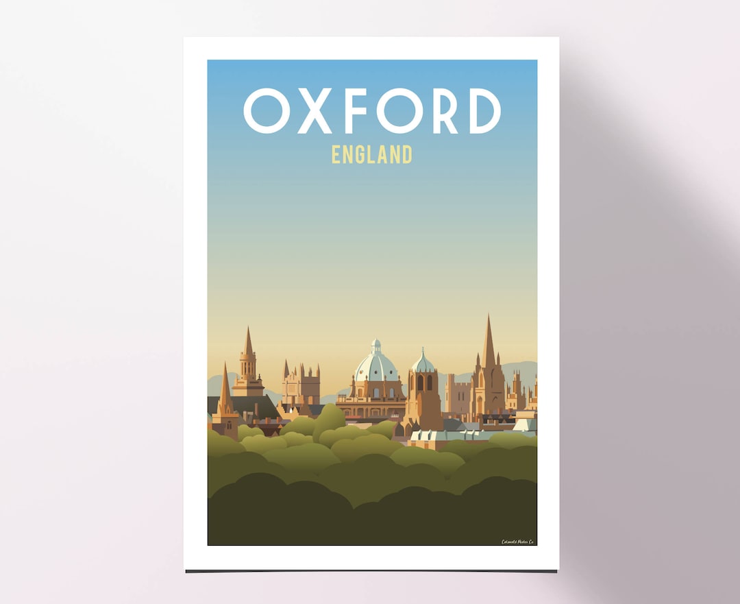 Oxford Poster /travel Art Print Spires University Skyline / Oxfordshire ...